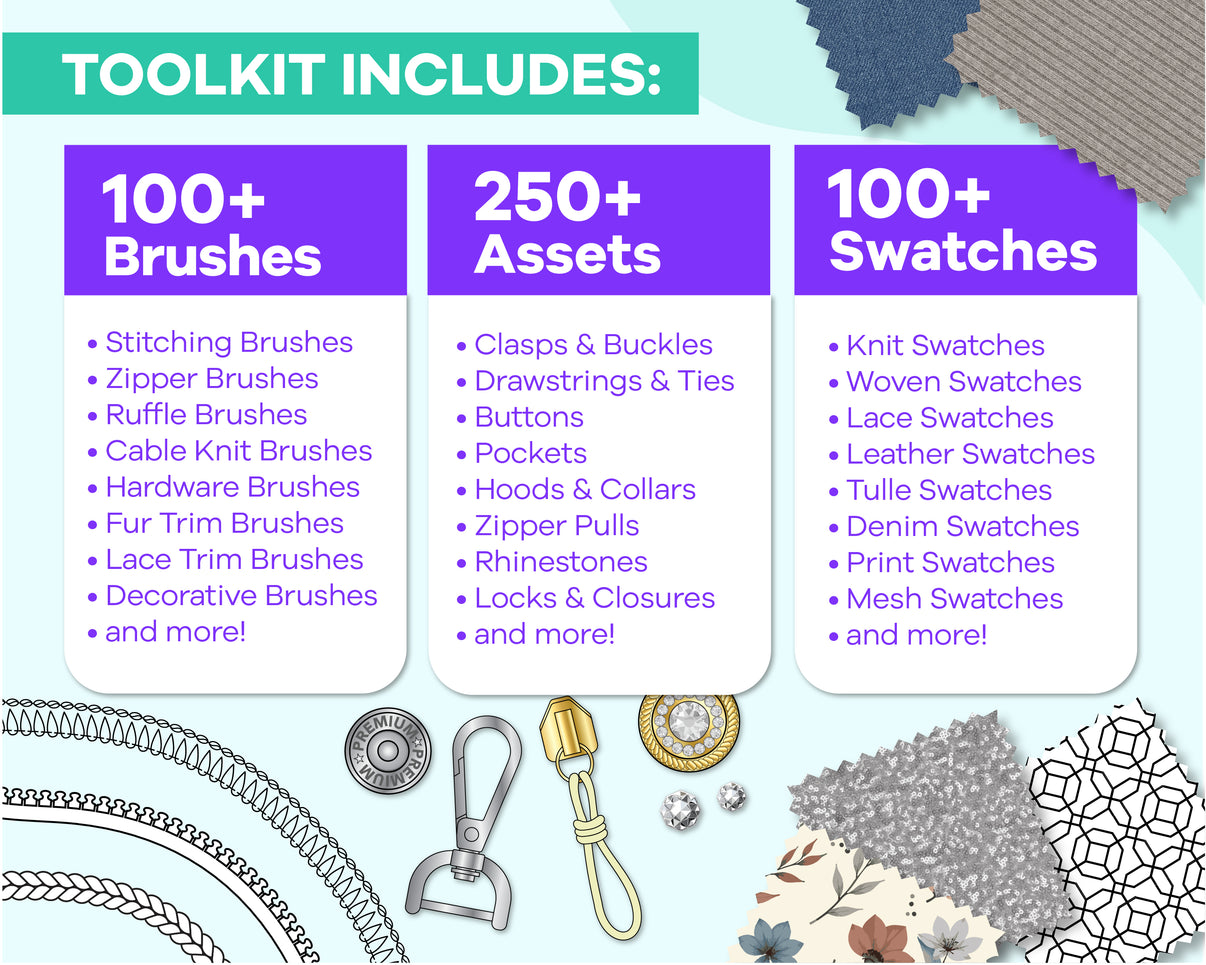 The Ultimate Fashion Design Toolkit for Adobe Illustrator – 500+ Brush ...